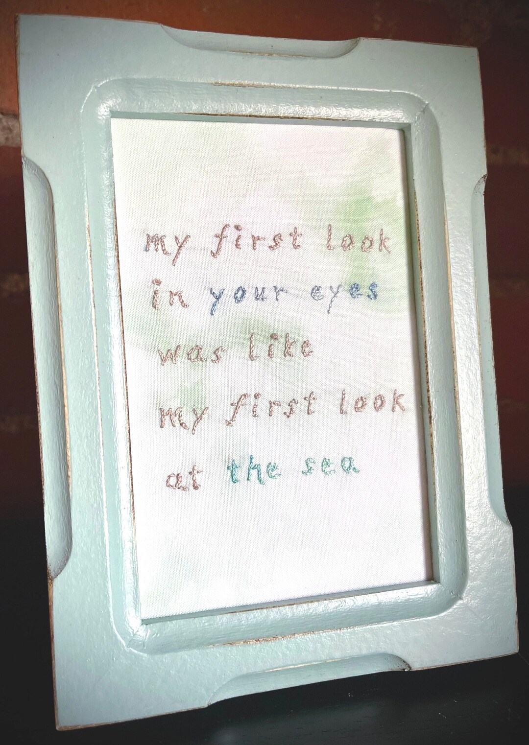 Embroidered Poetry Wall Decor / Sara Teasdale Gray Eyes Poem Romantic ...