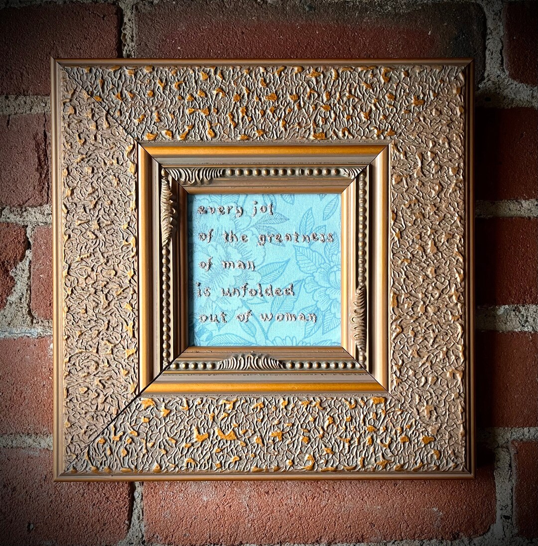 Embroidered Poetry / Unfolded Out of the Folds Walt Whitman Poem Framed ...