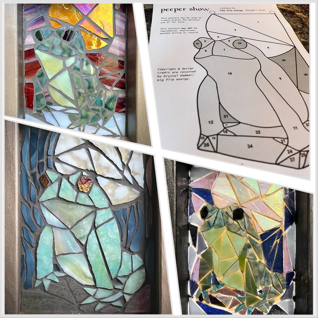 Stained Glass Suncatcher / Mosaic Pattern Peeper Show Frog or Toad hard ...