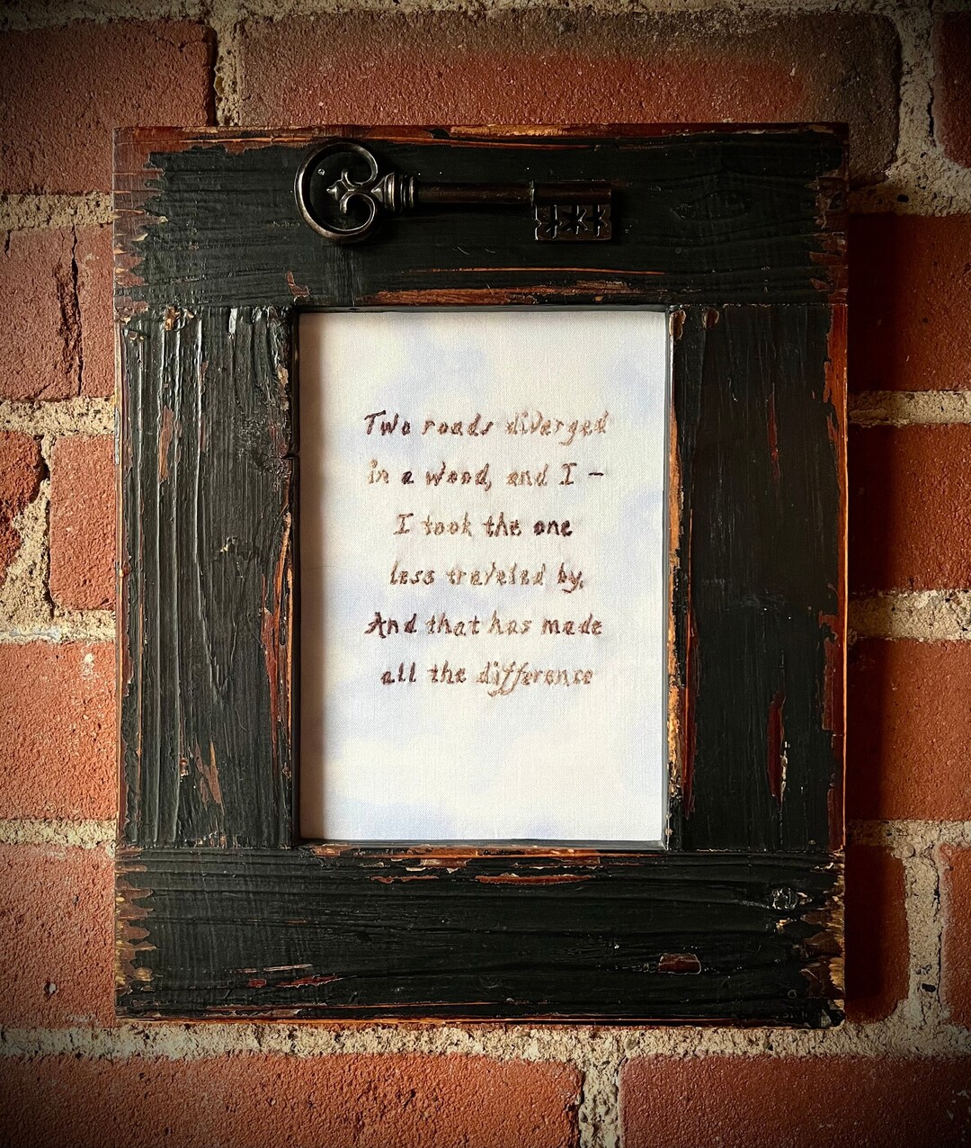 Embroidered Poetry Wall Decor / Robert Frost the Road Not Taken Poem ...