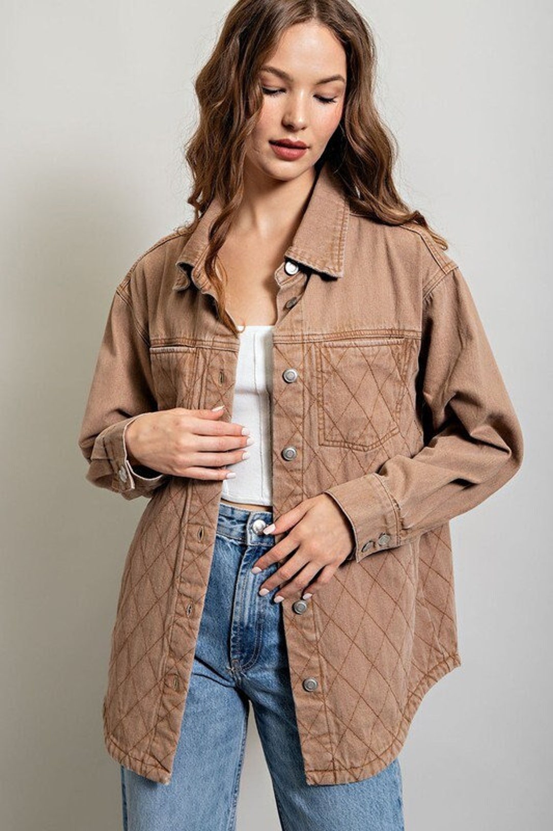 NEW! Quilted Button Down Women's Jacket/shacket Shirt Vintage- Western ...