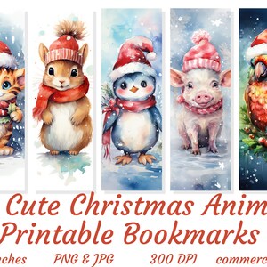 20 Cute Animal Christmas Bookmark Designs, Christmas Bookmarks Png ...