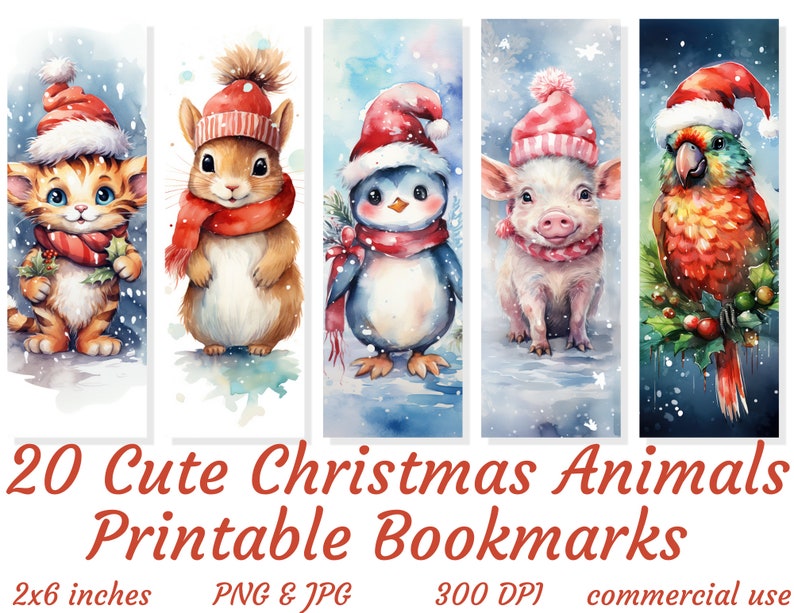 20 Cute Animal Christmas Bookmark Designs, Christmas Bookmarks Png ...