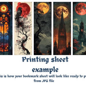 20 Gothic Printable Bookmarks, Bookmark Set, Galaxy Sublimation ...