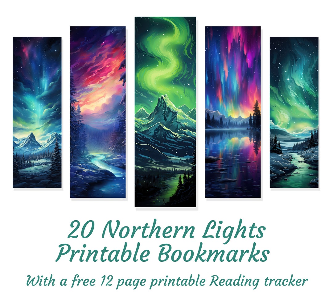 20 Northern Lights Bookmark Designs, Printable Bookmarks, Nature ...