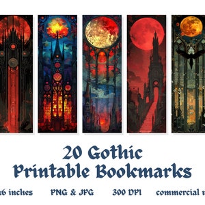 20 Gothic Printable Bookmarks, Bookmark Set, Galaxy Sublimation ...