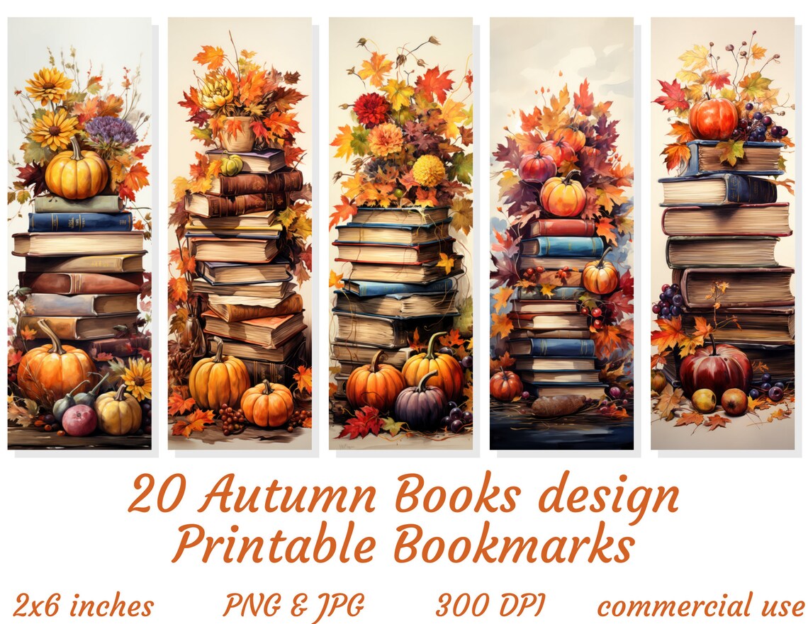 20 Autumn Books Bookmarks Autumn Printable Bookmarks - Etsy