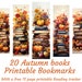 20 Autumn Books Bookmarks, Autumn Printable Bookmarks, Watercolor ...