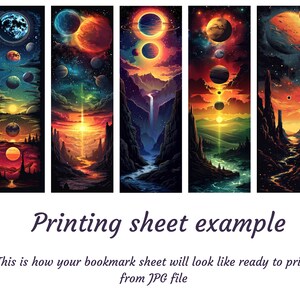 20 Planets Bookmarks, Galaxy Bookmark Set, Galaxy Sublimation, Bookmark ...