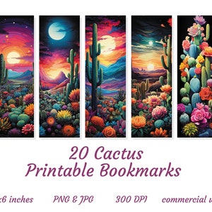 20 Cactus Bookmark Designs, Printable Bookmarks, Nature Bookmarks ...
