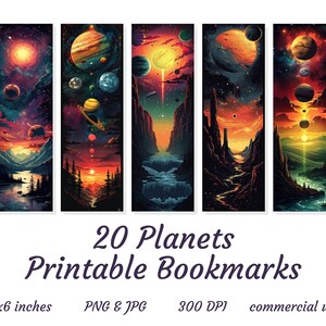 20 Planets Bookmarks, Galaxy Bookmark Set, Galaxy Sublimation, Bookmark ...