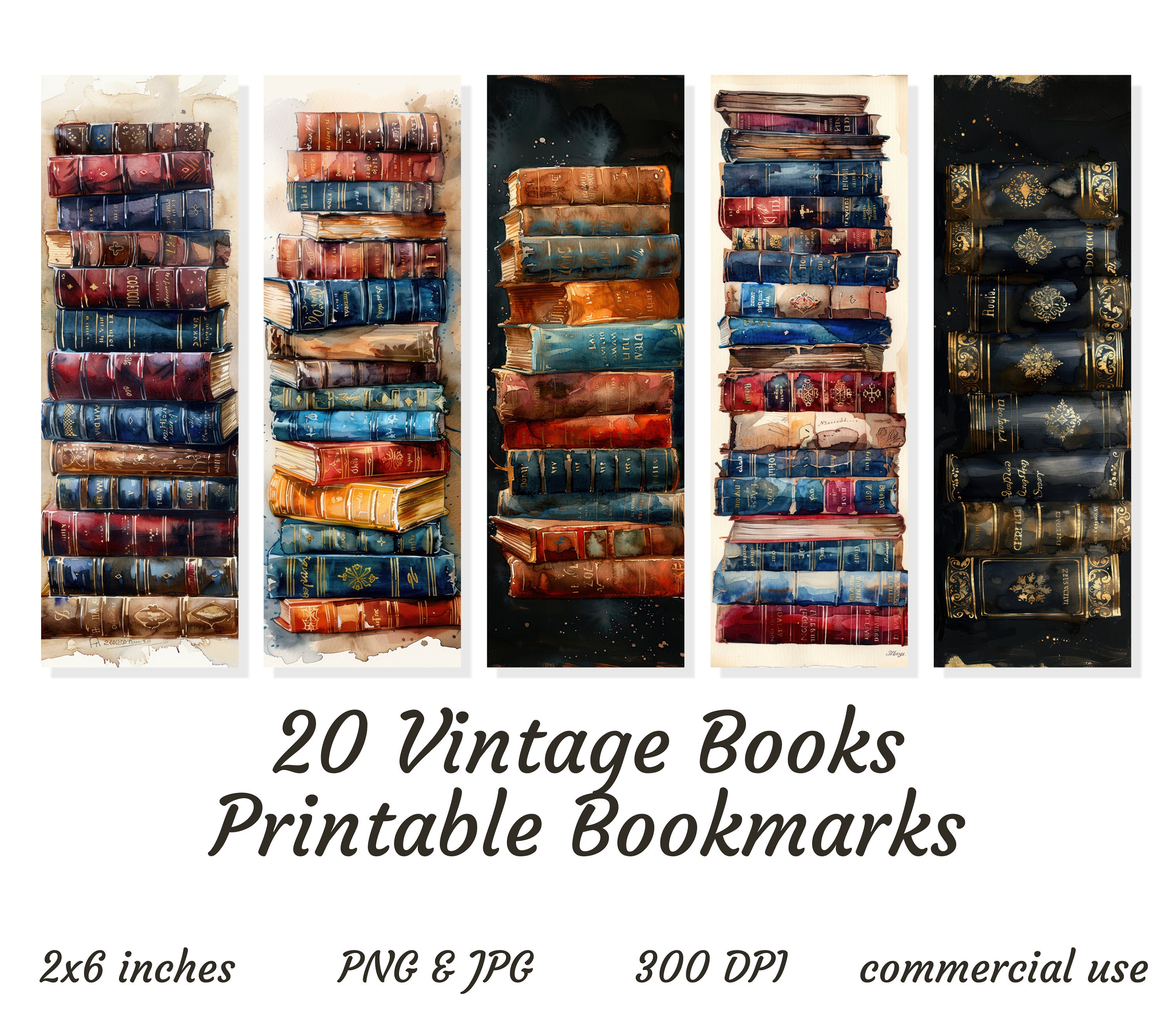 20 Vintage Books Printable Bookmarks, Vintage Books Png, Vintage Books ...