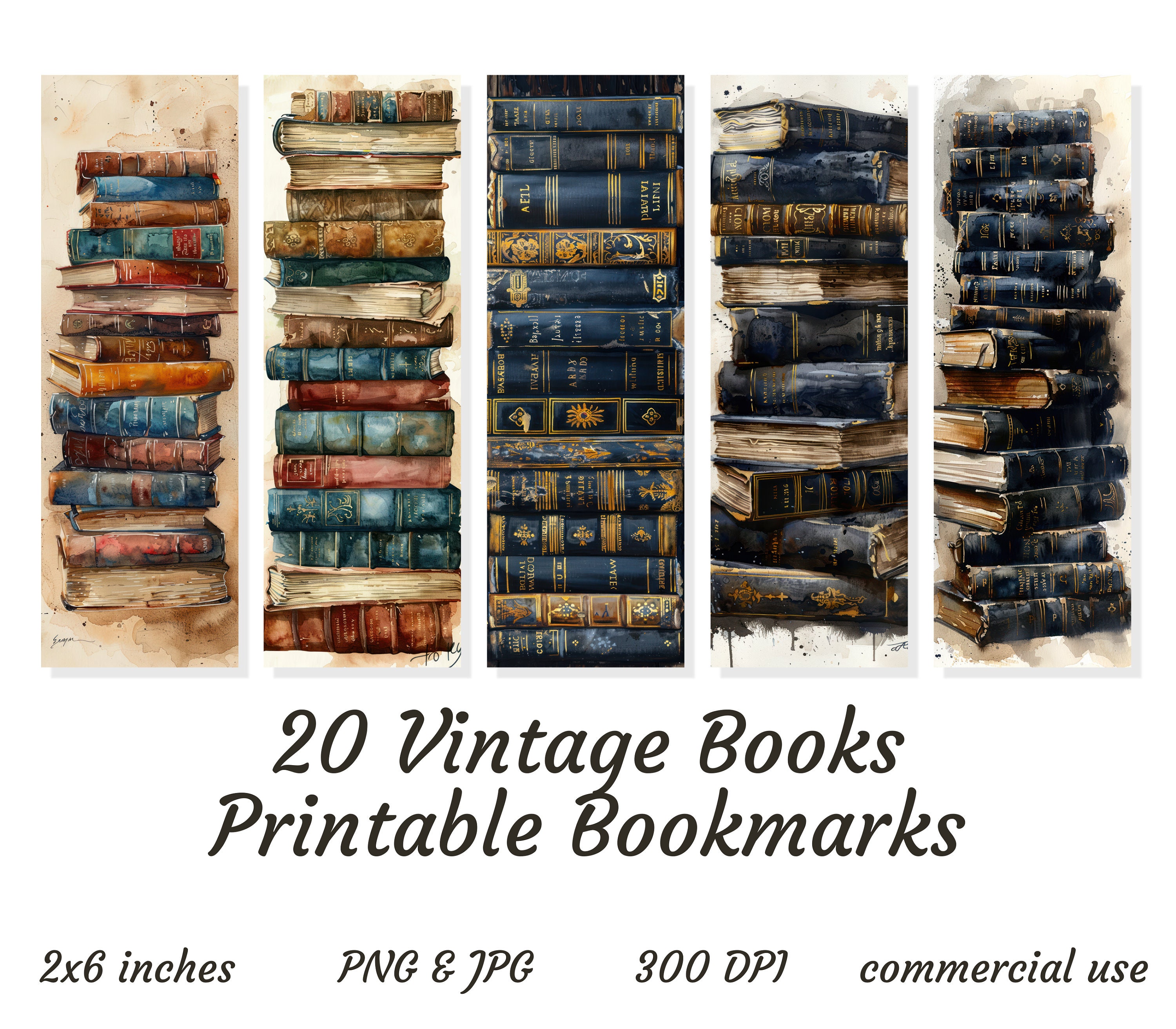 20 Vintage Books Printable Bookmarks, Vintage Books Png, Vintage Books ...