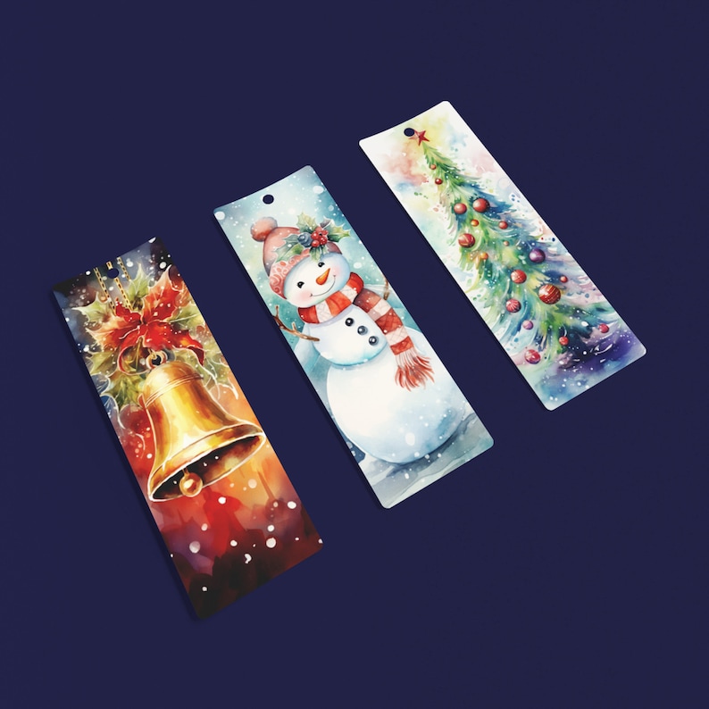 20 Christmas Design Bookmarks, Printable Bookmarks, Sublimation ...