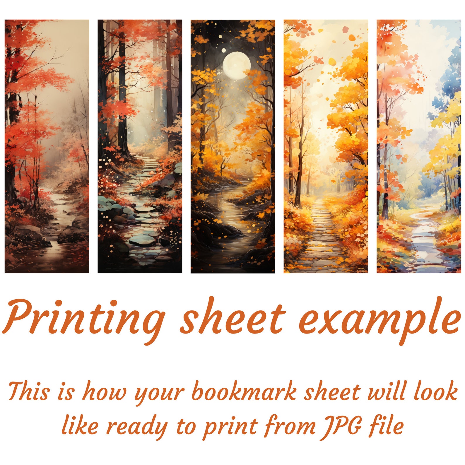 20 Printable Autumn Forest Bookmarks, Watercolor, Bookmark Sublimation ...