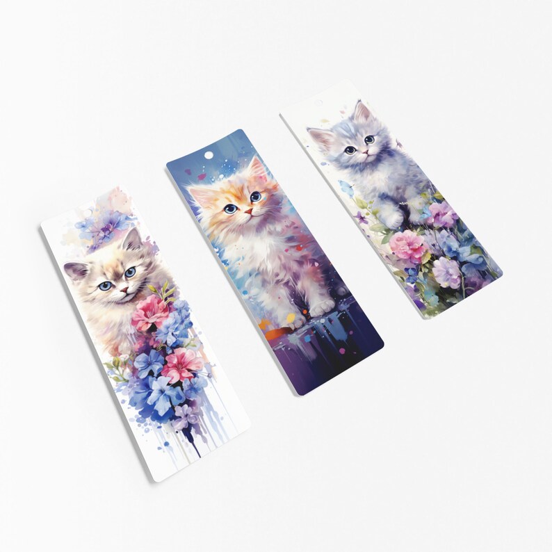 20 Cat Bookmark Designs, Printable Bookmarks, Kitten Bookmarks ...