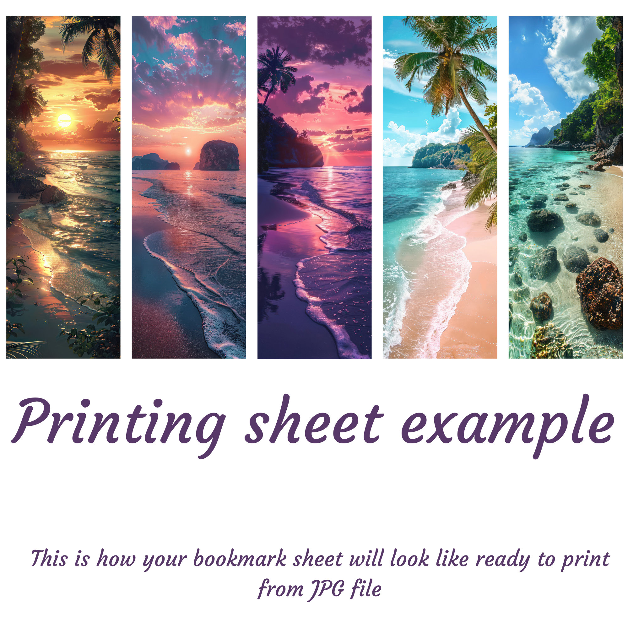 20 Beach Bookmarks, Printable Bookmarks, Summer Bookmarks, Sublimation ...