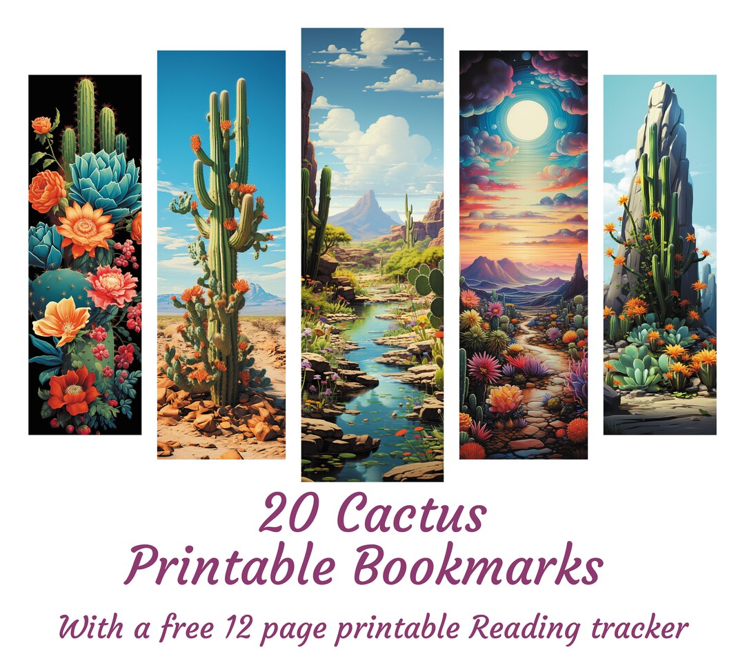 20 Cactus Bookmark Designs, Printable Bookmarks, Nature Bookmarks ...