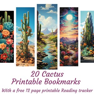 20 Cactus Bookmark Designs, Printable Bookmarks, Nature Bookmarks ...