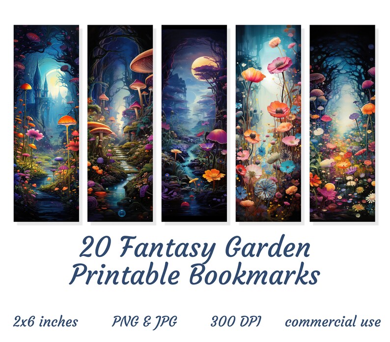 20 Magic Fantasy Garden Printable Bookmarks, Fantasy Bookmarks ...