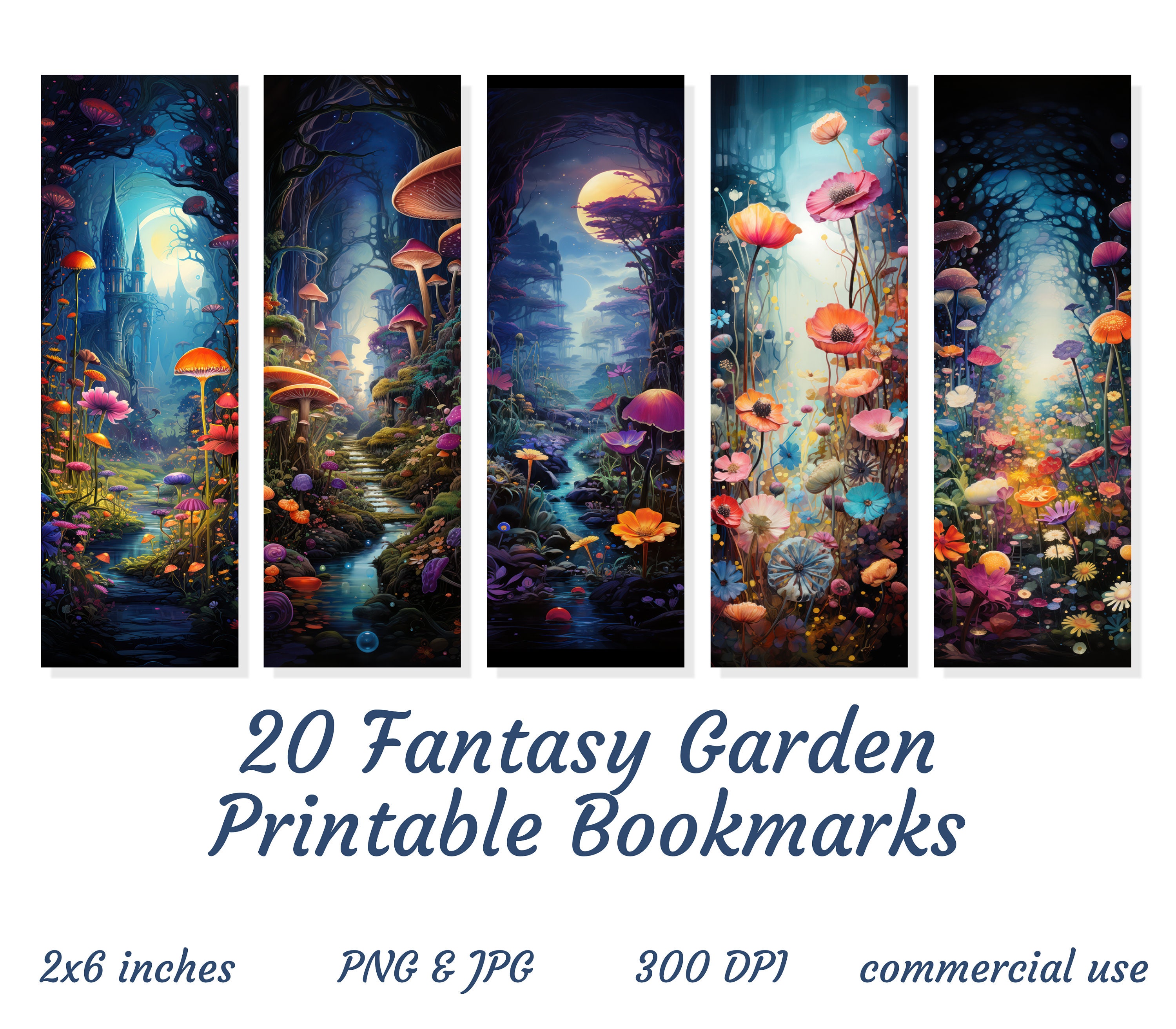 20 Magic Fantasy Garden Printable Bookmarks, Fantasy Bookmarks ...