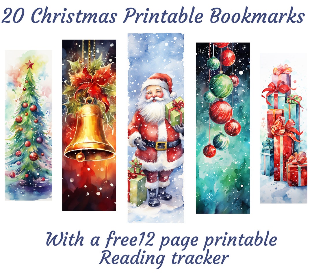 20 Christmas Design Bookmarks, Printable Bookmarks, Sublimation ...
