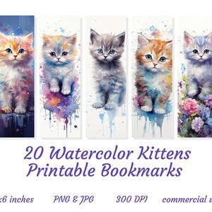 20 Cat Bookmark Designs, Printable Bookmarks, Kitten Bookmarks ...