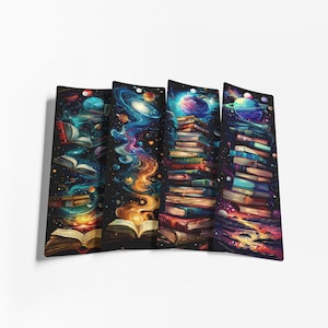 20 Books in Space Printable Bookmarks, Bookmark Set, Galaxy Sublimation ...