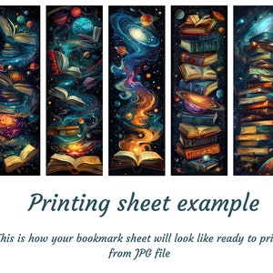 20 Books in Space Printable Bookmarks, Bookmark Set, Galaxy Sublimation ...