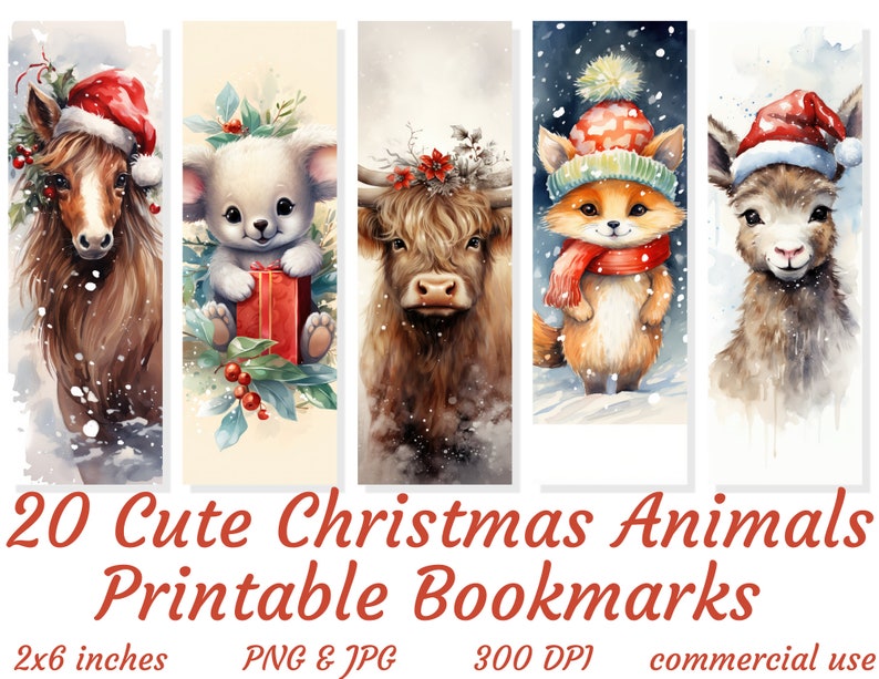 20 Cute Animal Christmas Bookmark Designs, Christmas Bookmarks Png ...