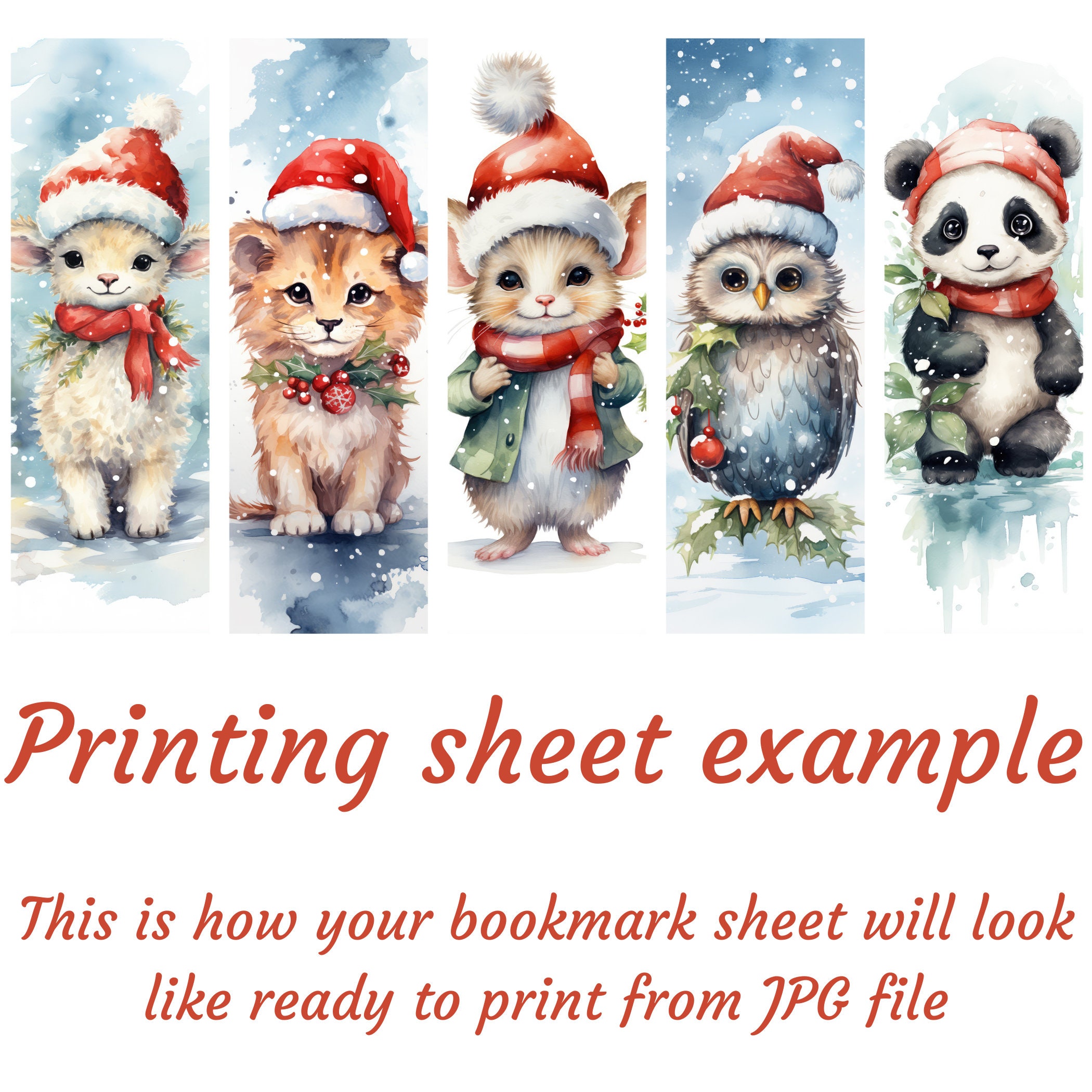 20 Cute Animal Christmas Bookmark Designs, Christmas Bookmarks Png ...