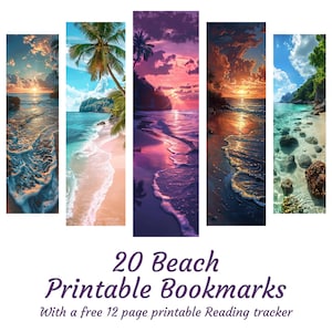 20 Beach Bookmarks, Printable Bookmarks, Summer Bookmarks, Sublimation ...