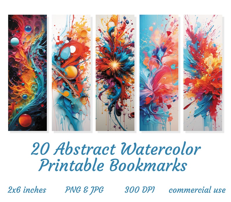 20 Abstract Bookmarks, Printable Bookmarks, Sublimation Bookmark Set ...