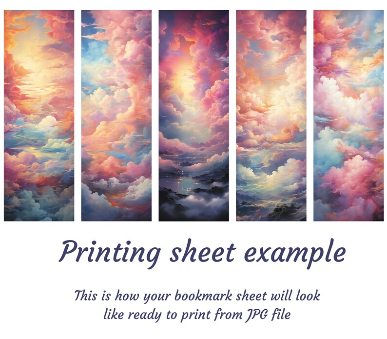 20 Clouds Printable Bookmarks, Decorative Clouds Design, Fluffy Clouds ...