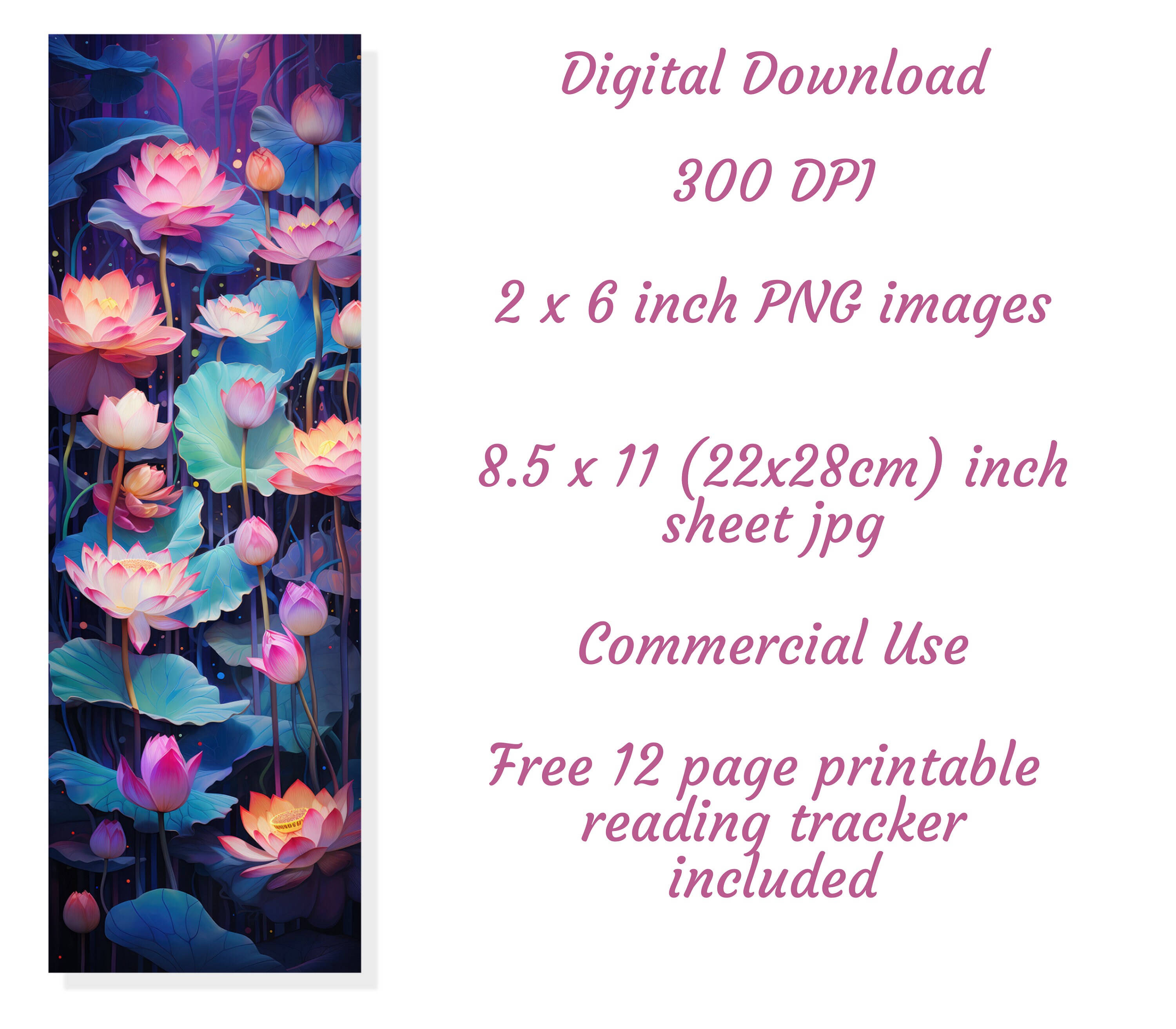 20 Lotus Bookmarks, Printable Bookmarks, Zen Bookmarks, Sublimation ...