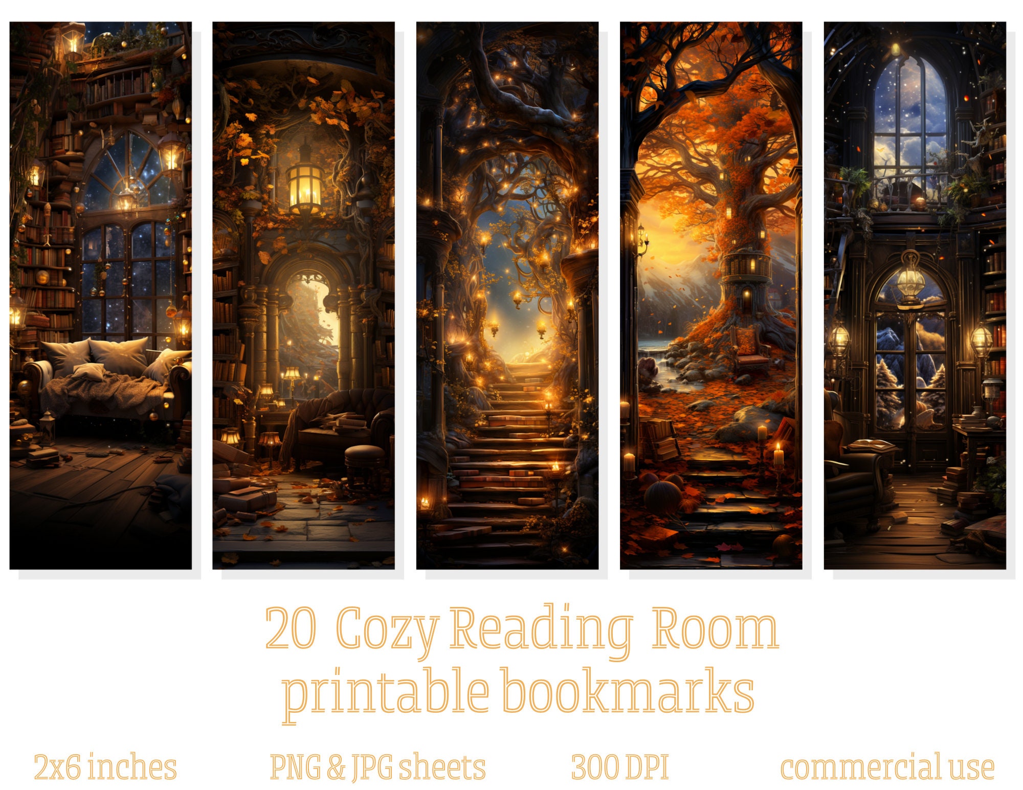 20 Cozy Reading Room Designs Printable Bookmarks, Fantasy Bookmark ...