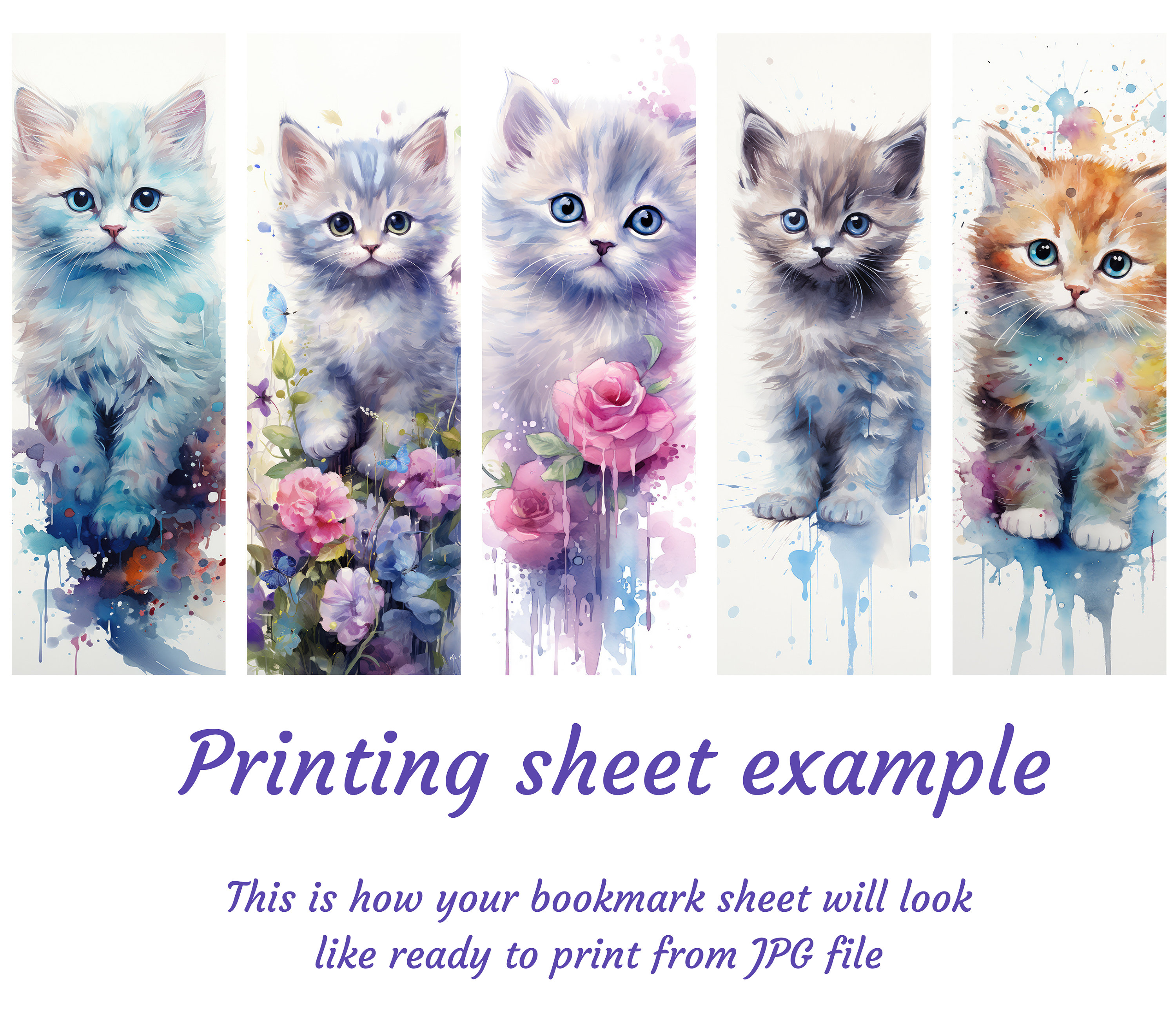 20 Cat Bookmark Designs, Printable Bookmarks, Kitten Bookmarks ...