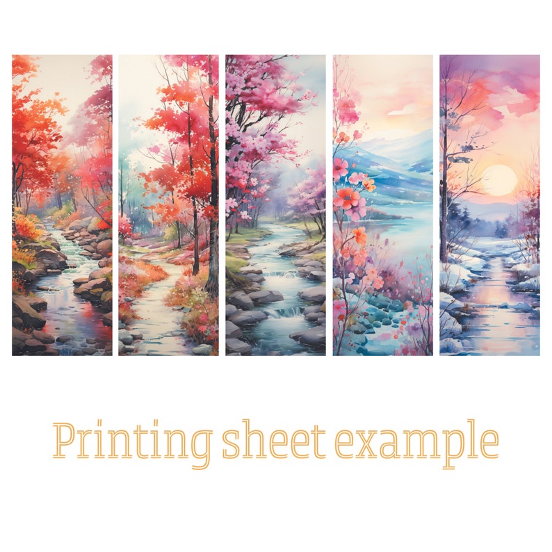 10 Watercolor Landscape Printable Bookmarks, Printable Bookmark Set ...