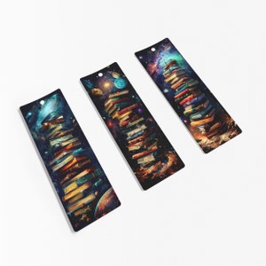 20 Books in Space Printable Bookmarks, Bookmark Set, Galaxy Sublimation ...