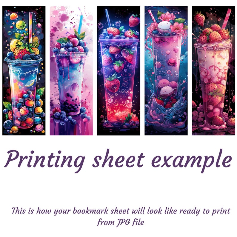 20 Bubble Tea Bookmarks, Printable Bookmarks, Kawaii Bubble Tea ...