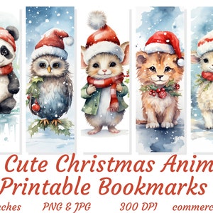 20 Cute Animal Christmas Bookmark Designs, Christmas Bookmarks Png ...
