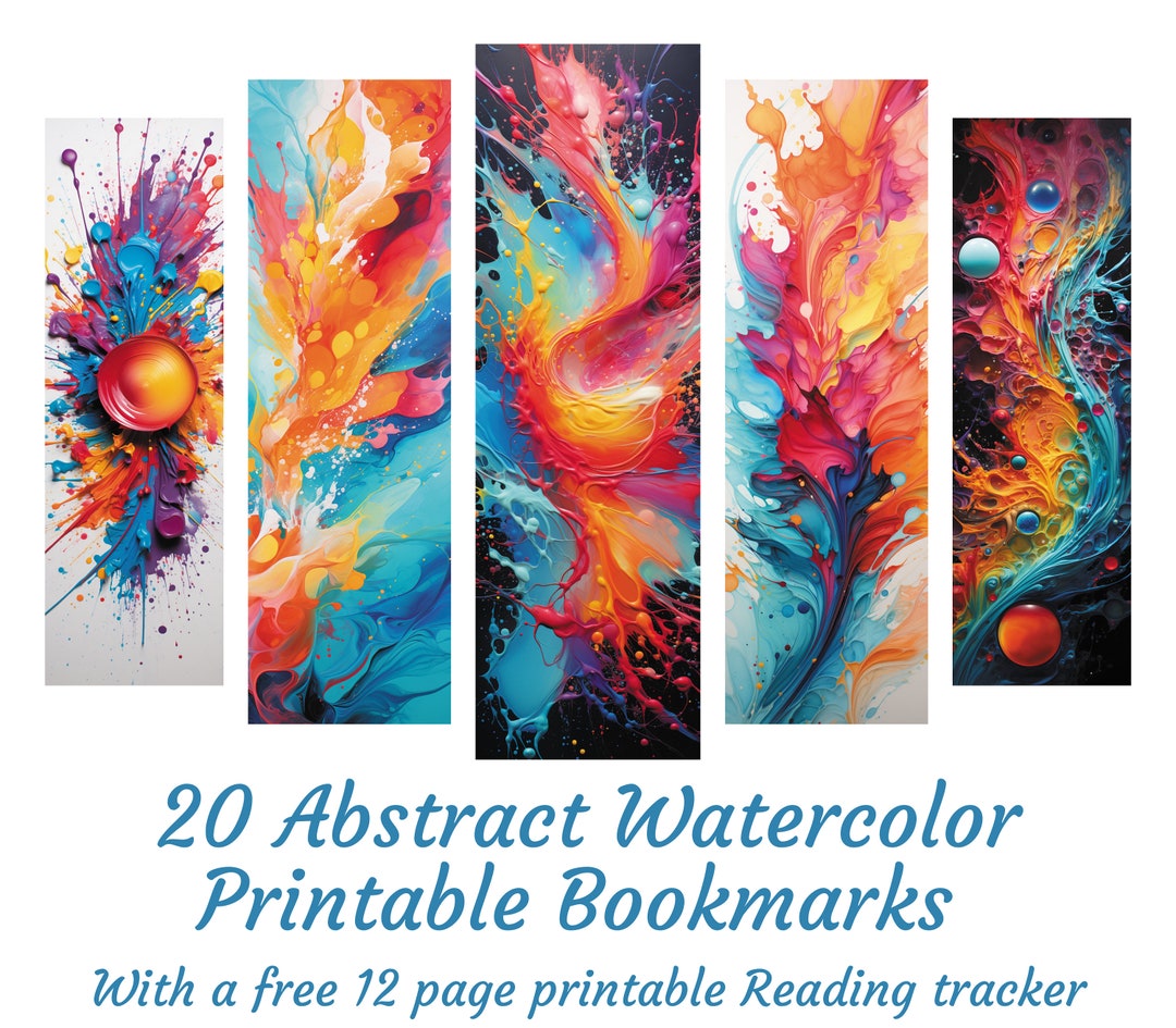 20 Abstract Bookmarks, Printable Bookmarks, Sublimation Bookmark Set ...