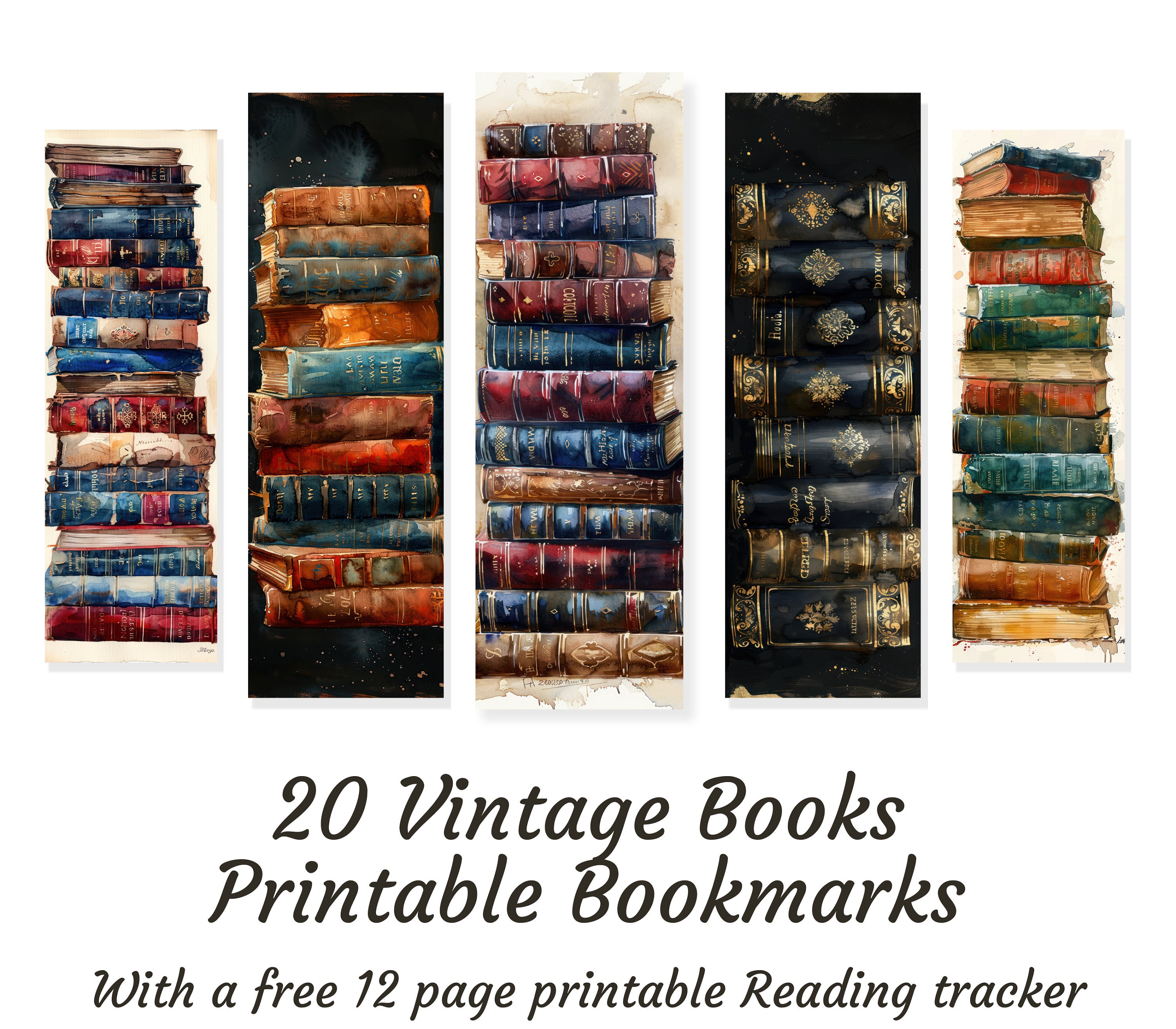 20 Vintage Books Printable Bookmarks, Vintage Books Png, Vintage Books ...