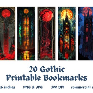20 Gothic Printable Bookmarks, Bookmark Set, Galaxy Sublimation ...
