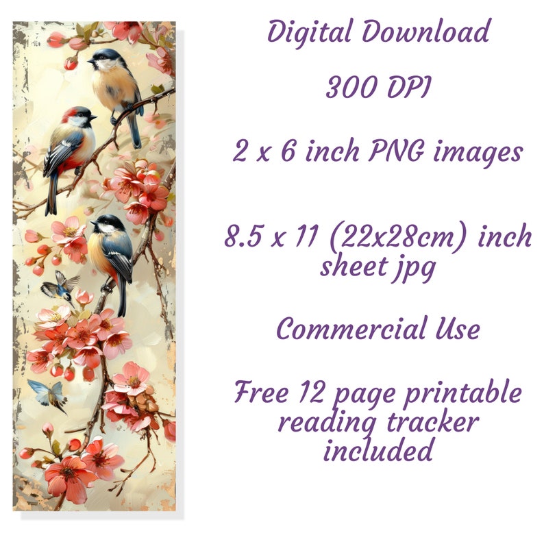 20 Watercolor Spring Birds Bookmarks, Printable Bookmarks, Sublimation ...