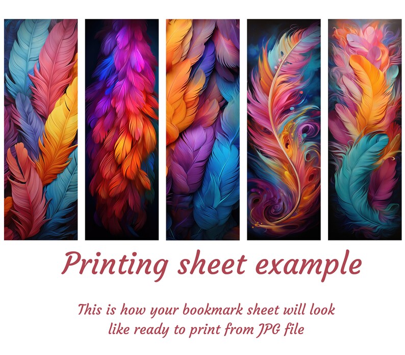 20 Feathers Printable Bookmarks, Feather PNG, Printable Bookmarks, Sublimation Bookmark Set ...