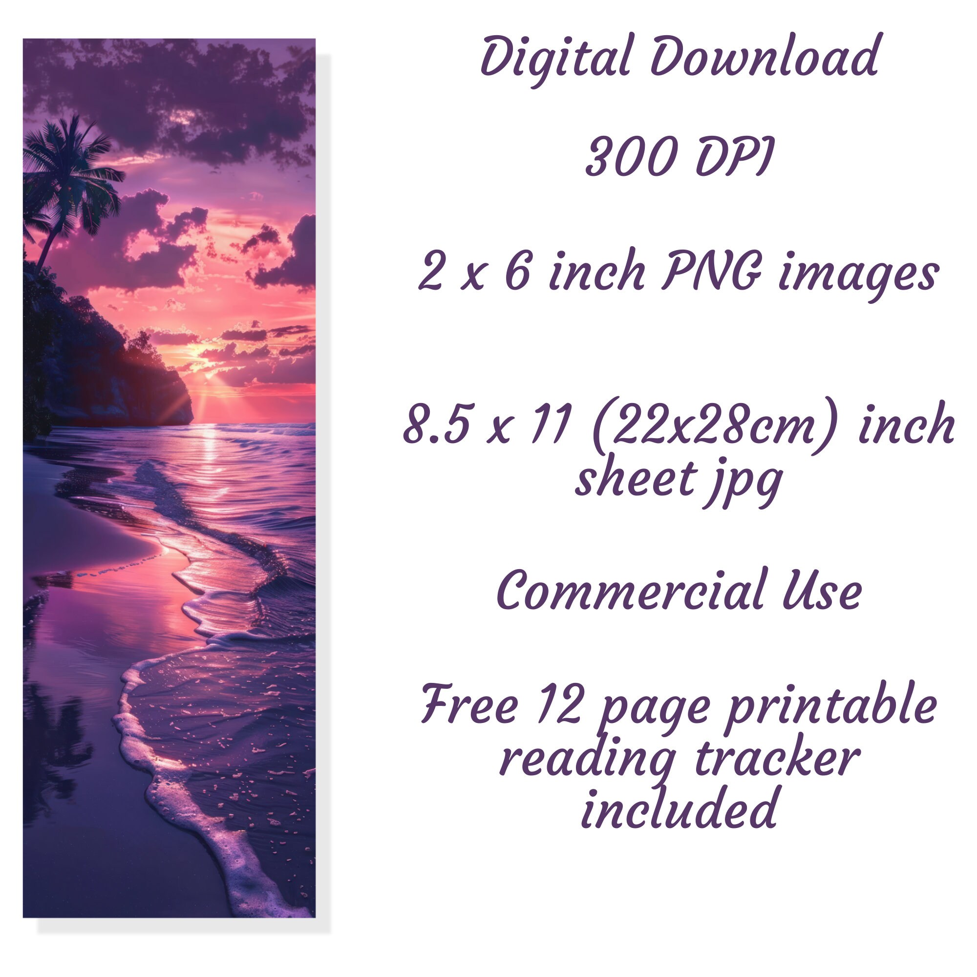 20 Beach Bookmarks, Printable Bookmarks, Summer Bookmarks, Sublimation ...