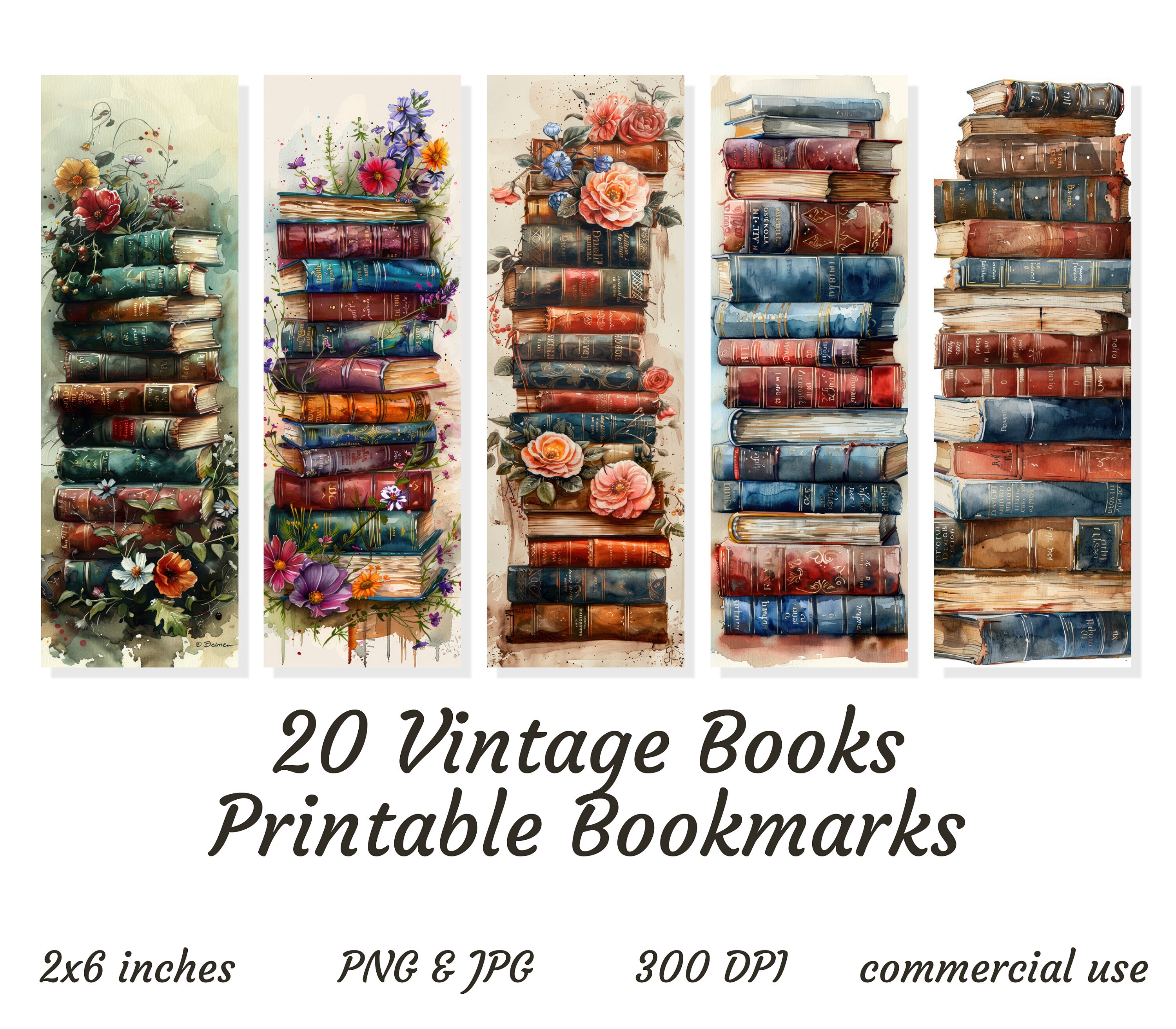 20 Vintage Books Printable Bookmarks, Vintage Books Png, Vintage Books ...