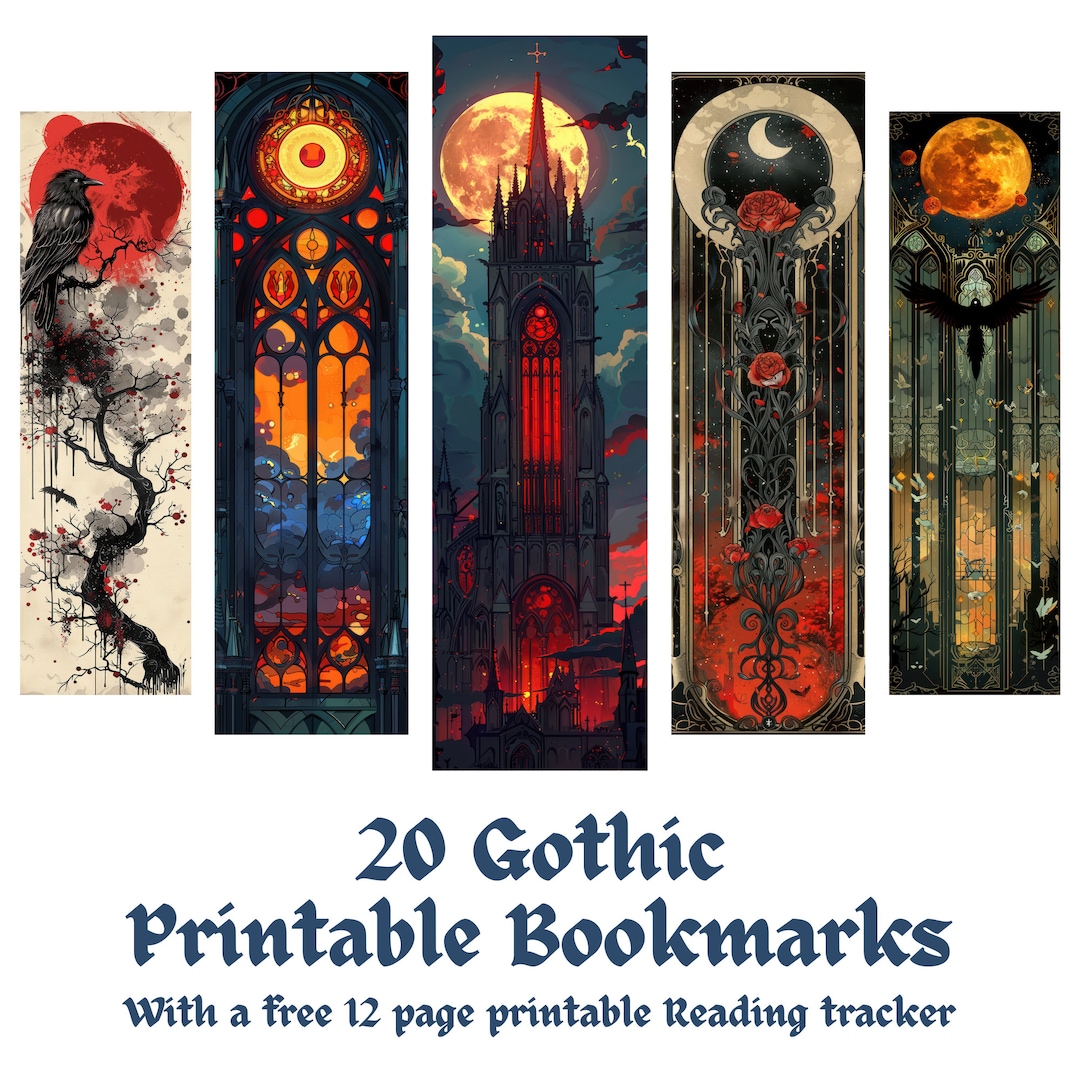 20 Gothic Printable Bookmarks, Bookmark Set, Galaxy Sublimation ...