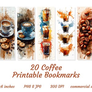 20 Coffee Printable Bookmarks, Coffee Printables, Coffee Lovers ...
